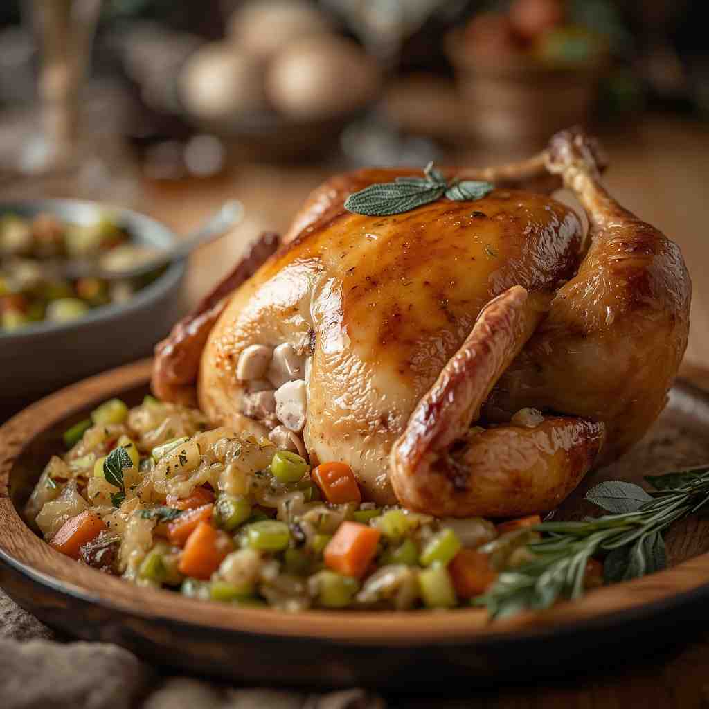 Roast Chicken with Sage and Herb Stuffing