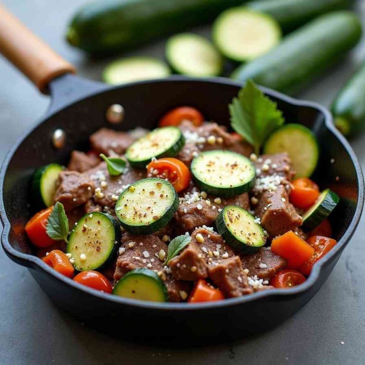 Beef and Zucchini Skillet with Parmesan - Recipes By Elina