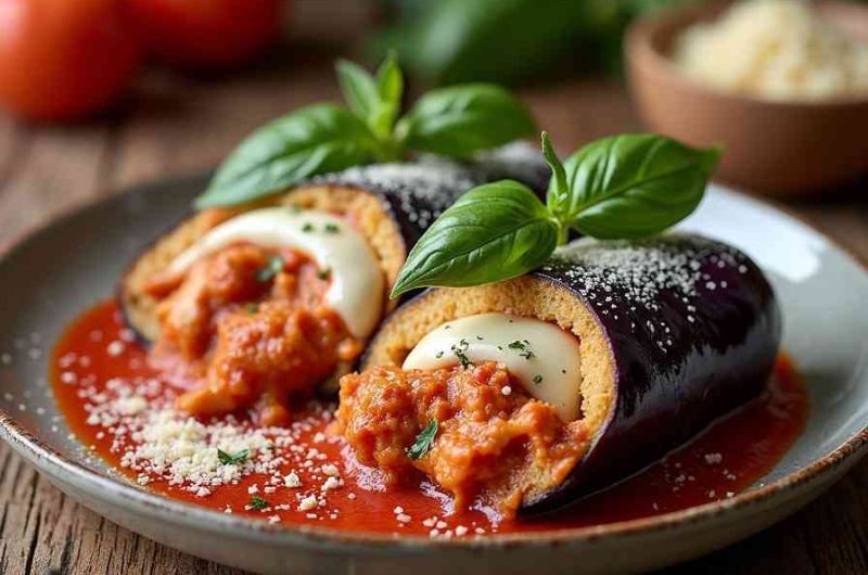 Chicken Stuffed Eggplant Parmesan - Recipes By Elina