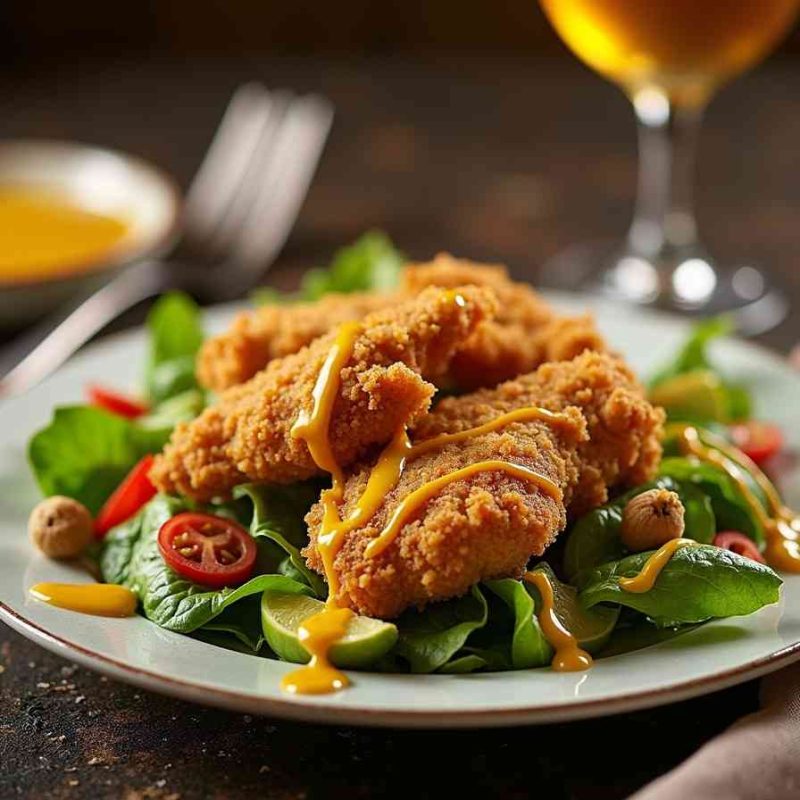 Crispy Chicken Salad with Honey Mustard - Recipes By Elina
