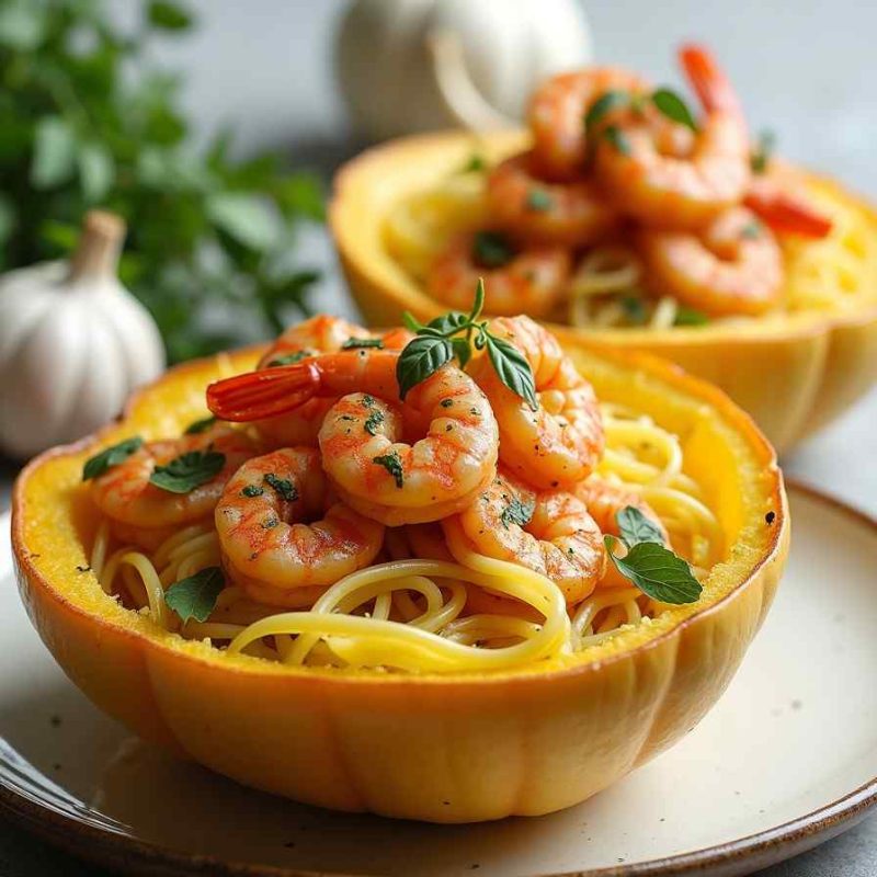 Garlic Shrimp Spaghetti Squash Bowls - Recipes By Elina