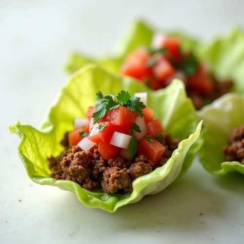 Ground Beef Lettuce Taco Cups with Pico de Gallo - Recipes By Elina