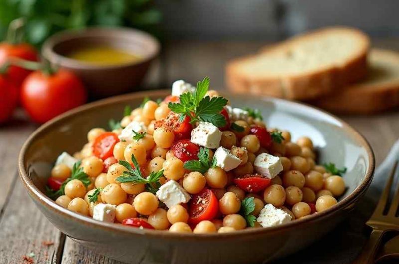 Mediterranean Chickpea Salad with Feta - Recipes By Elina