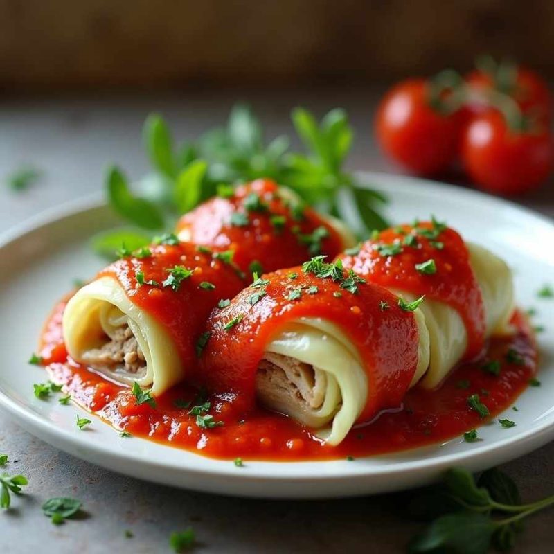 Pork Cabbage Rolls with Tomato Sauce - Recipes By Elina
