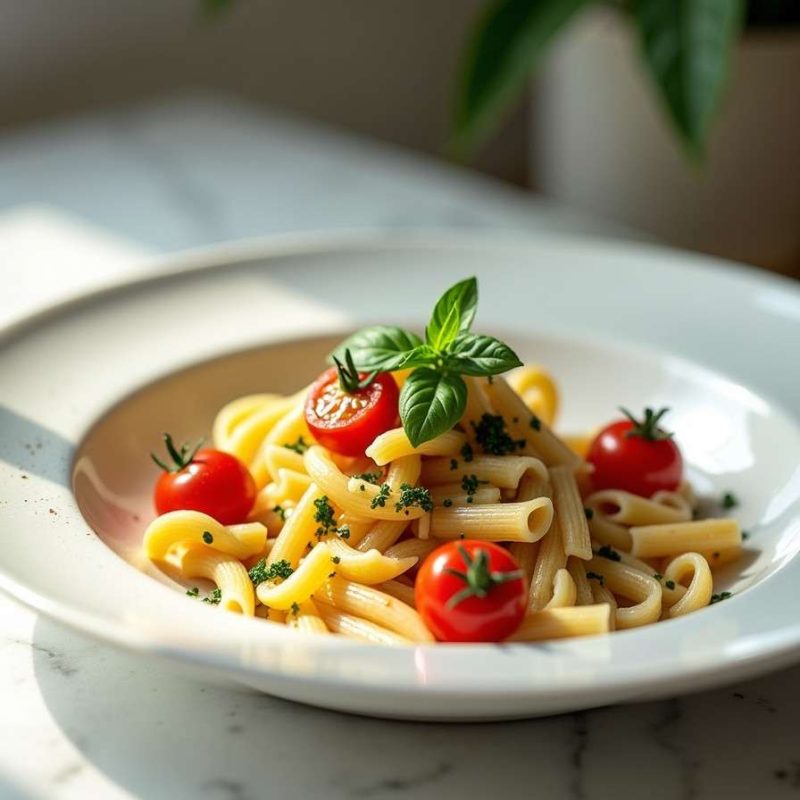 Roasted Garlic & Herb Penne with Cherry Tomatoes - Recipes By Elina