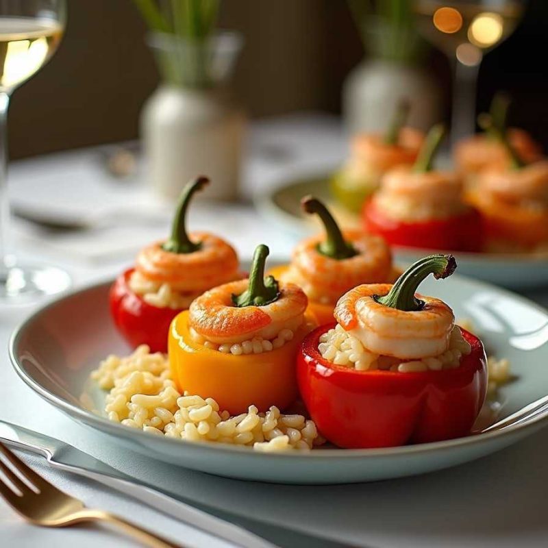 Shrimp and Rice Stuffed Bell Peppers - Recipes By Elina
