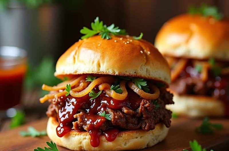 Slow Cooker BBQ Pulled Beef Sliders - Recipes By Elina
